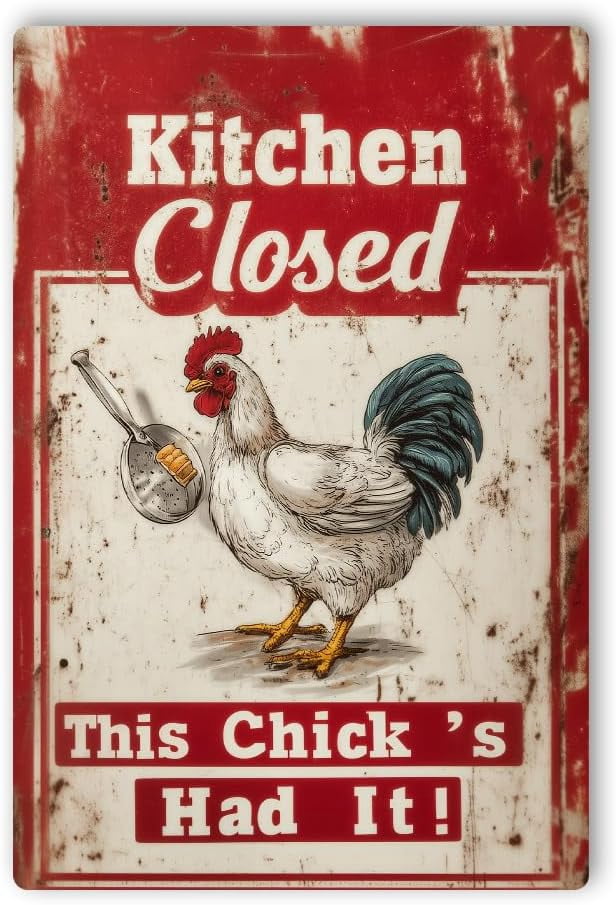 Kitchen Closed This Ch Metal Poster by DC | Vintage Tin Sign Wall Art ...