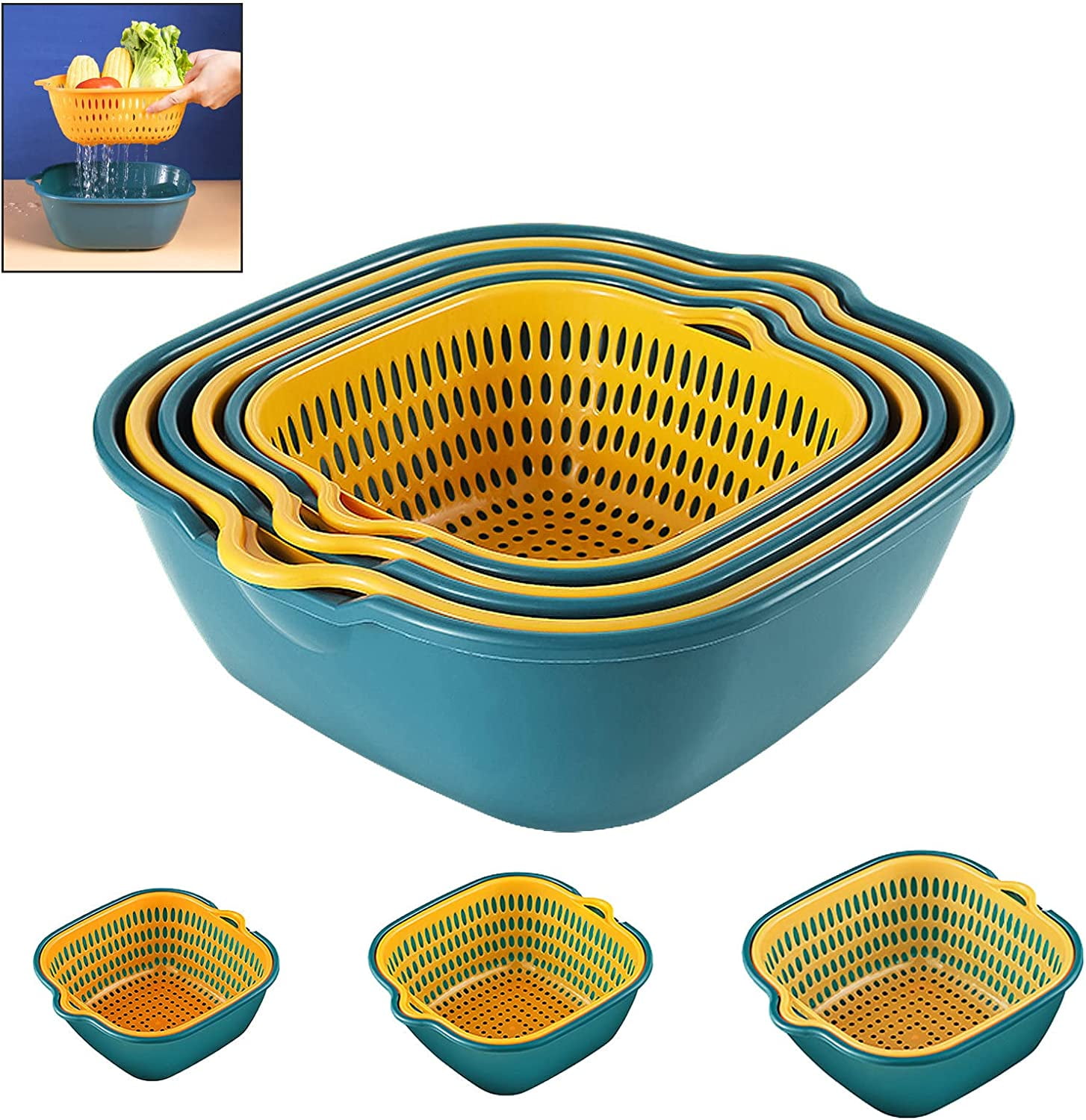 Kitchen Colander Strainer Set, Portable Food Strainer,2-in-1 Colander ...
