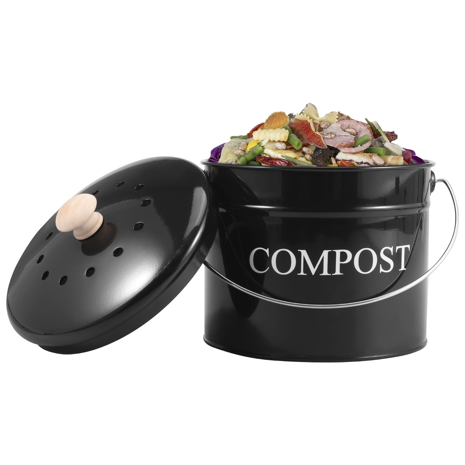 Kitchen Compost Bin 0.8 Gallon Metal Countertop Compost Bin with Lid ...
