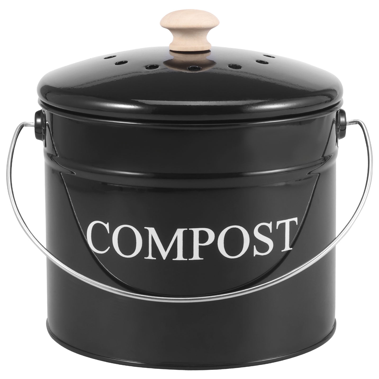 Kitchen Compost Bin 0.8 Gallon Metal Countertop Compost Bin with Lid and Handle Smell Resistant ...