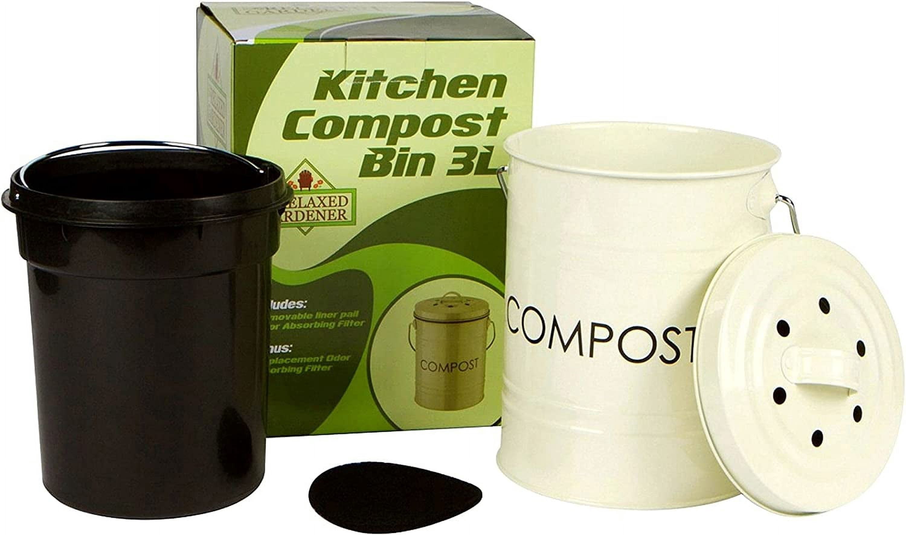 Kitchen Compost Bin (0.8 Gallon) - Rust Proof and Leak Proof Countertop ...