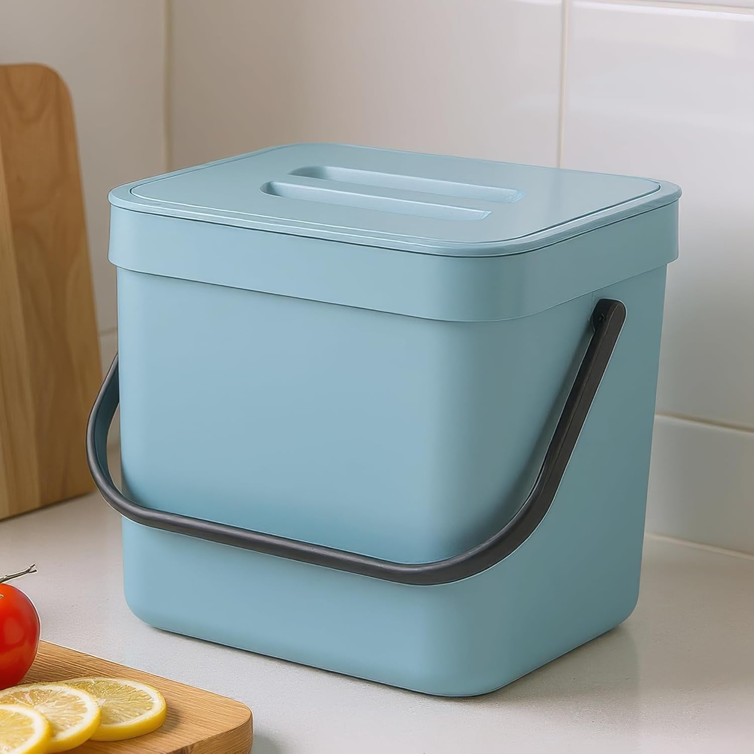 Kitchen Compost Bin - 1.8 Gallons Trash Can with Lid for Kitchen ...