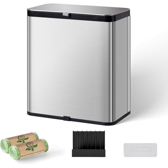Kitchen Compost Bin with Lid, 2.1 Gallon Stainless Steel Trash Can for ...