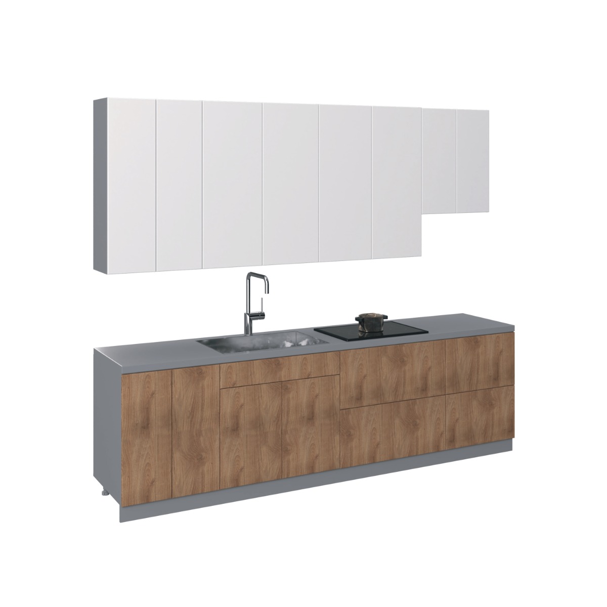 Kitchen Contemporary Collection Natural Teak & White Gloss Color Base ...
