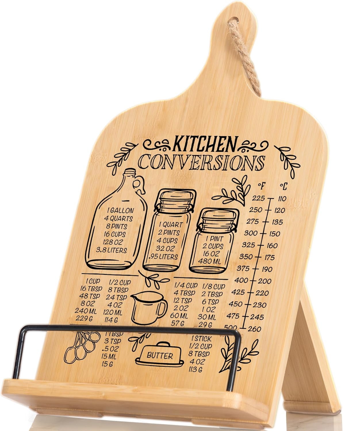 Kitchen Conversion Chart Cookbook Stand, Recipe Holder for Kitchen ...