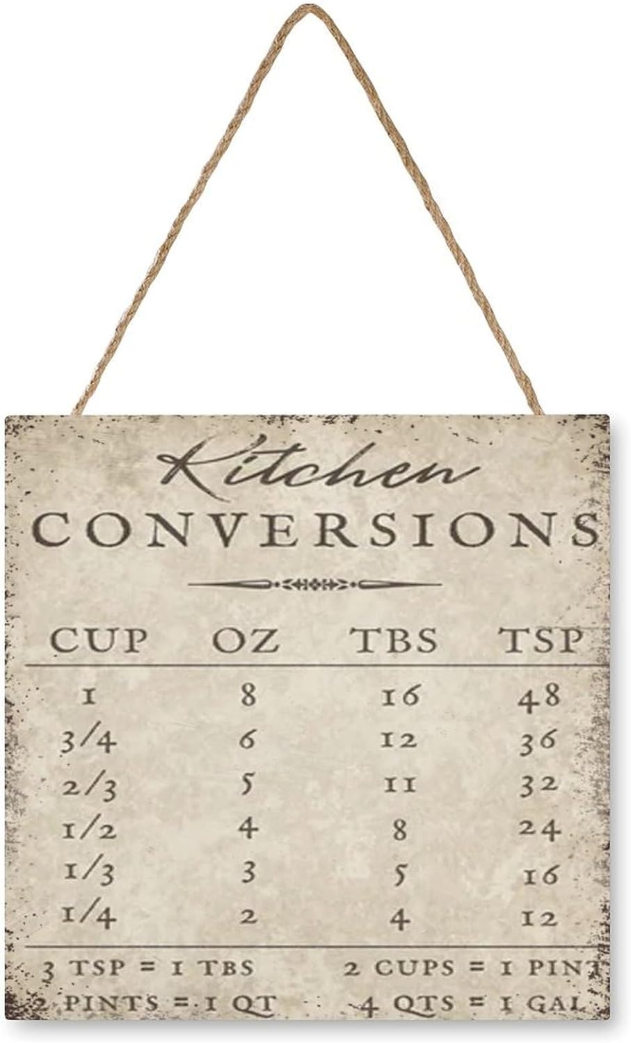 Kitchen Conversion Chart,Vintage Wood Kitchen Sign,Home Solid Wood ...