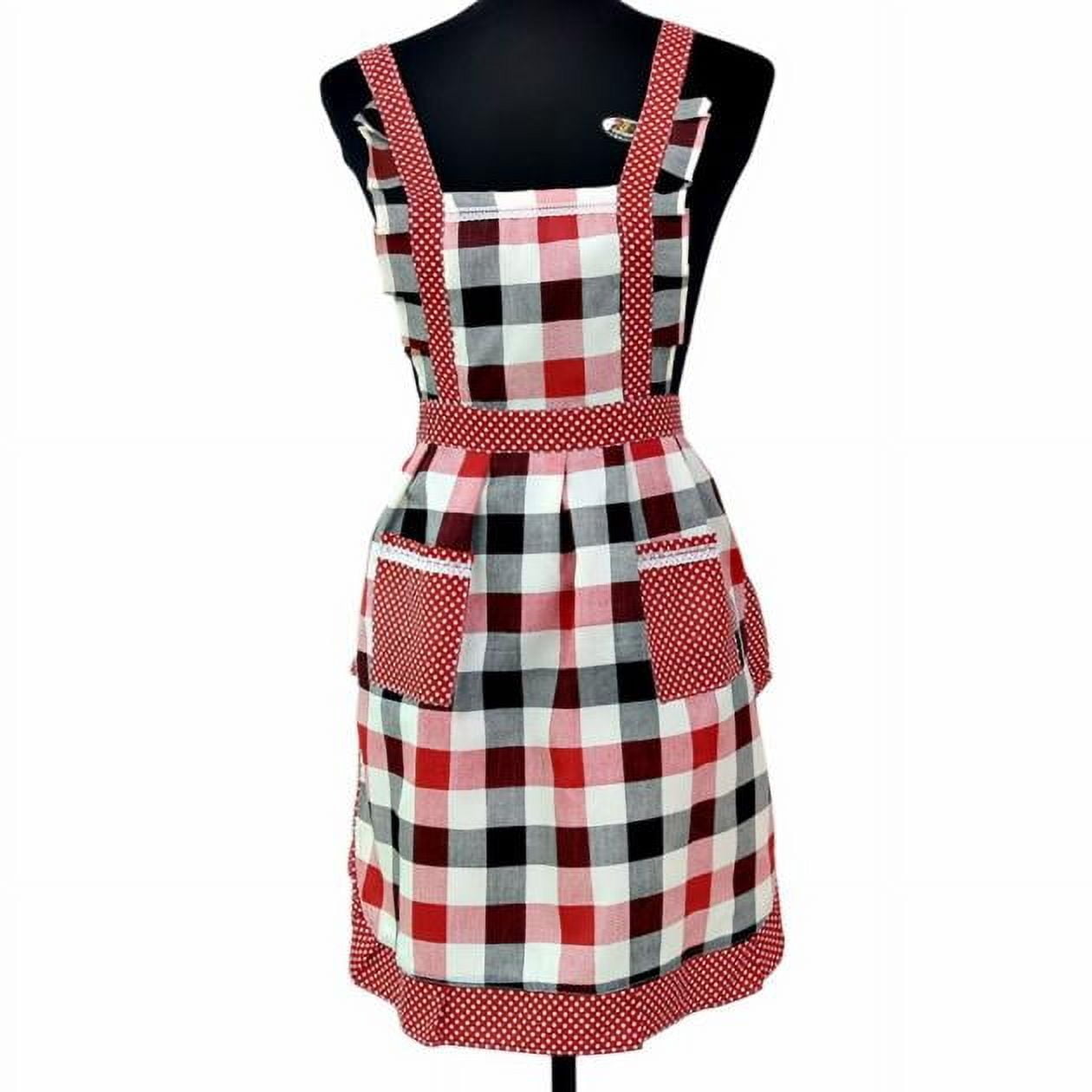 Kitchen Cooking Aprons,Red & Black Checkered Color Adjustable Bib,Chef ...