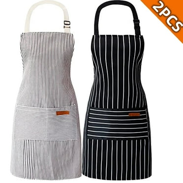 Aprons with Pockets, Adjustable Bib Aprons for Women,Black Chef Apron ...