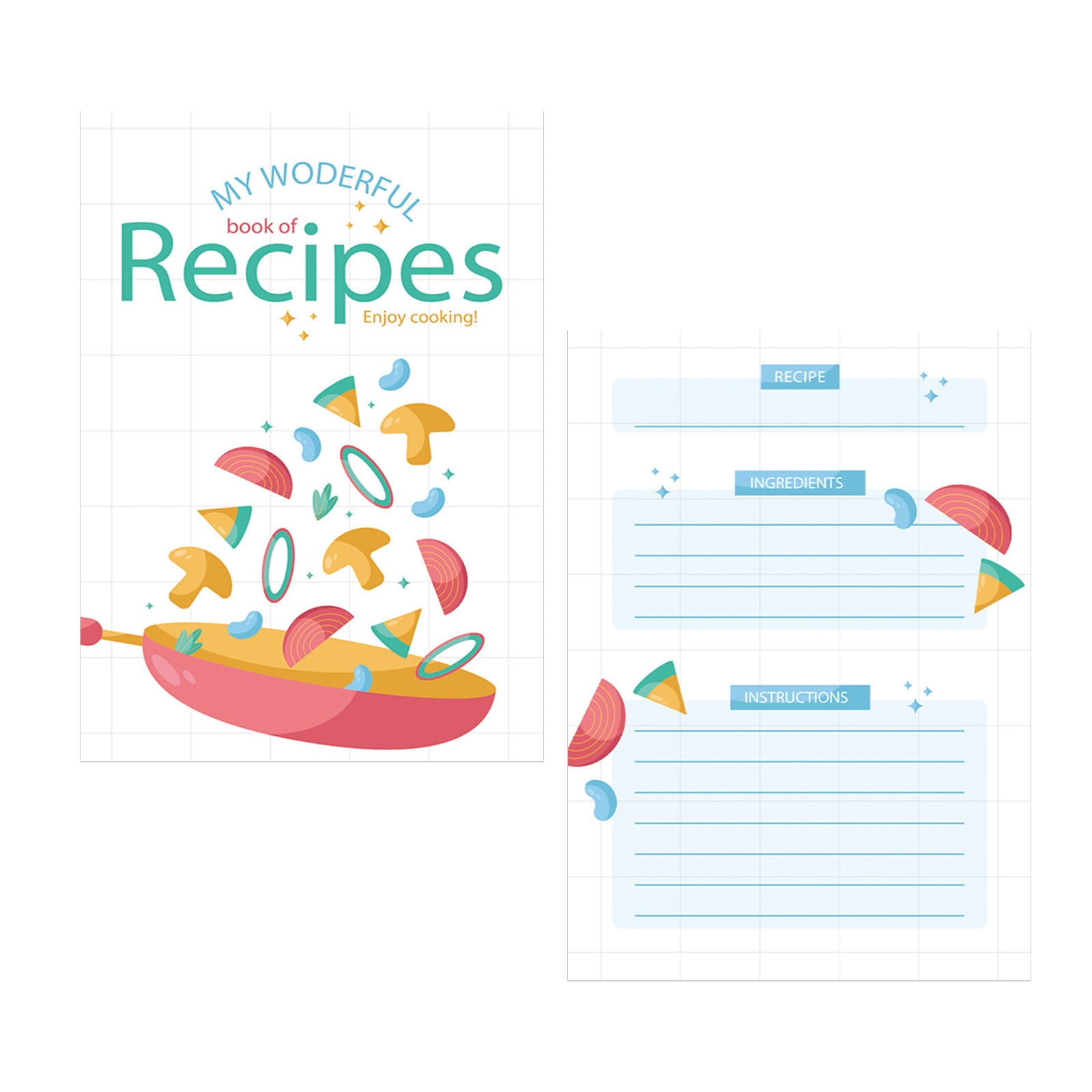Kitchen Cooking Food Ingredients Recipe Cards,Double-Sided Thick Index ...