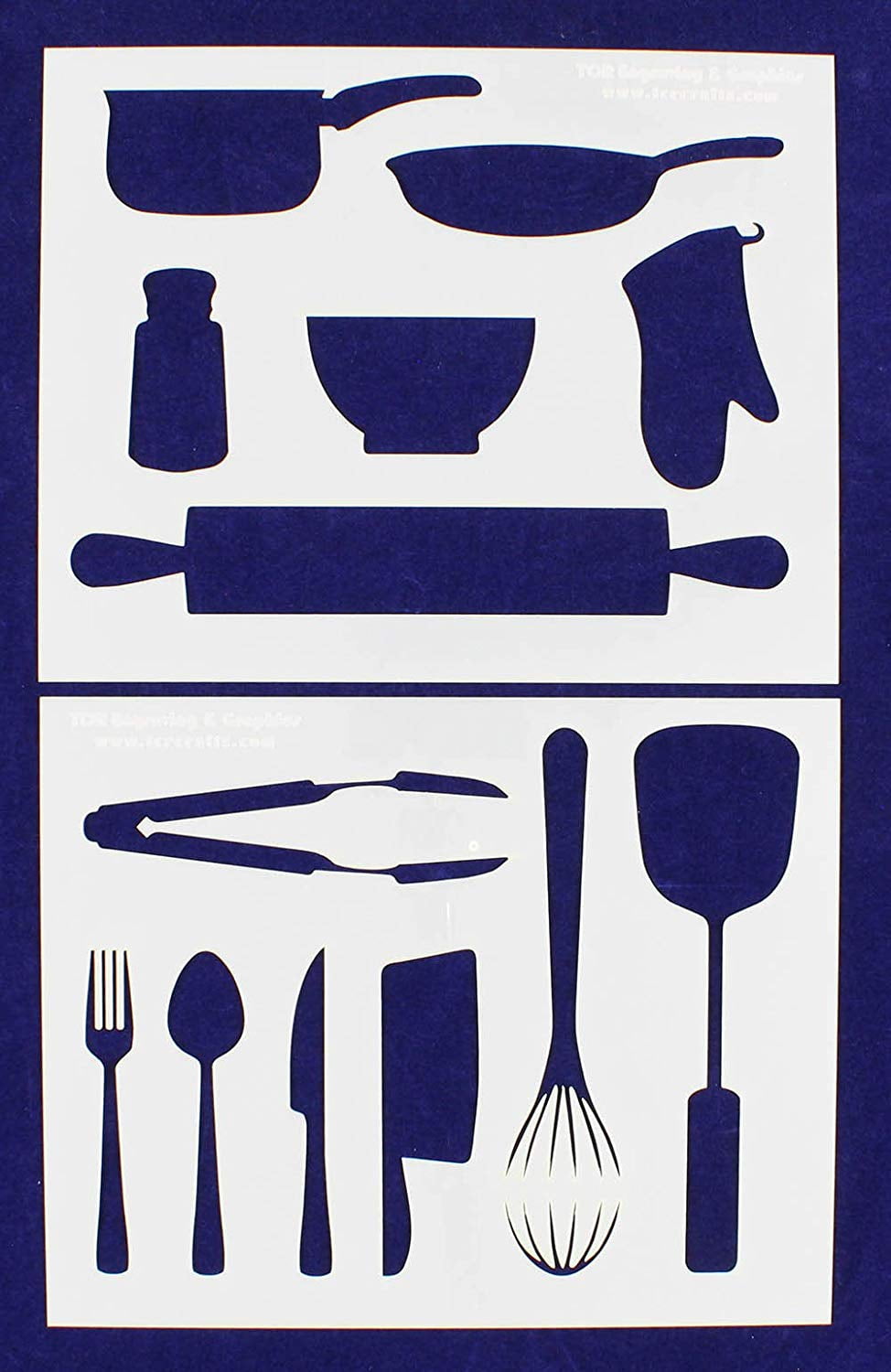 Kitchen/Cooking Stencils 2 Piece Set - 14 Mil -8" X 10" - Painting ...