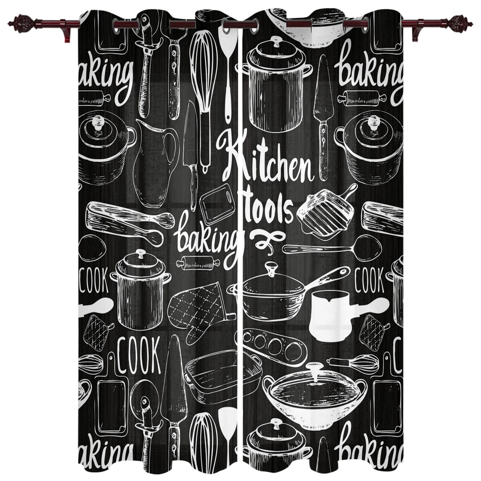 Kitchen Cooking Tools Window Curtains Living Room Kitchen Curtains ...
