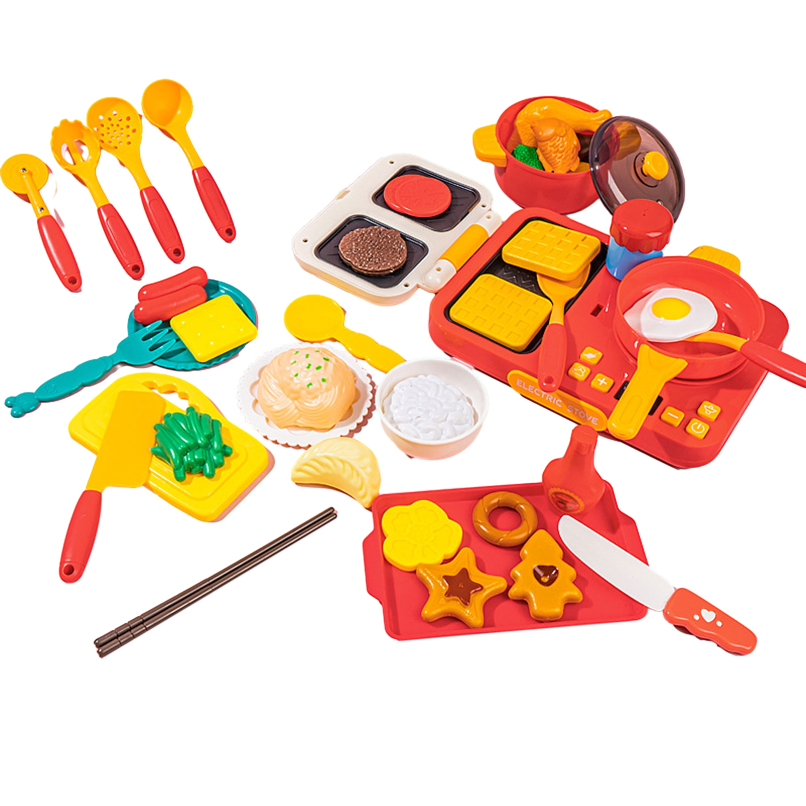 Kitchen Cooking Toy Set Mini Kitchen Cooking Playset Electric Induction ...
