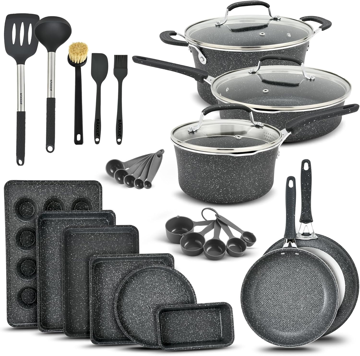 Kitchen Cookware Set - Nonstick Coating, Pots and Pans Set with Handle ...