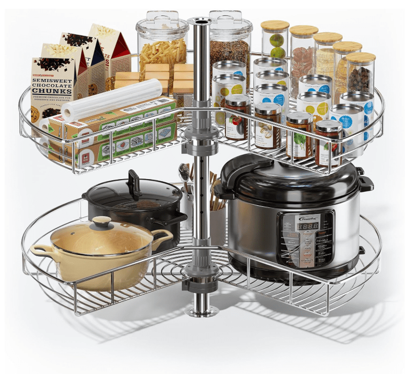 Kitchen Corner Cabinet Turntable Basket 28inch, 270° Adjustable Height ...