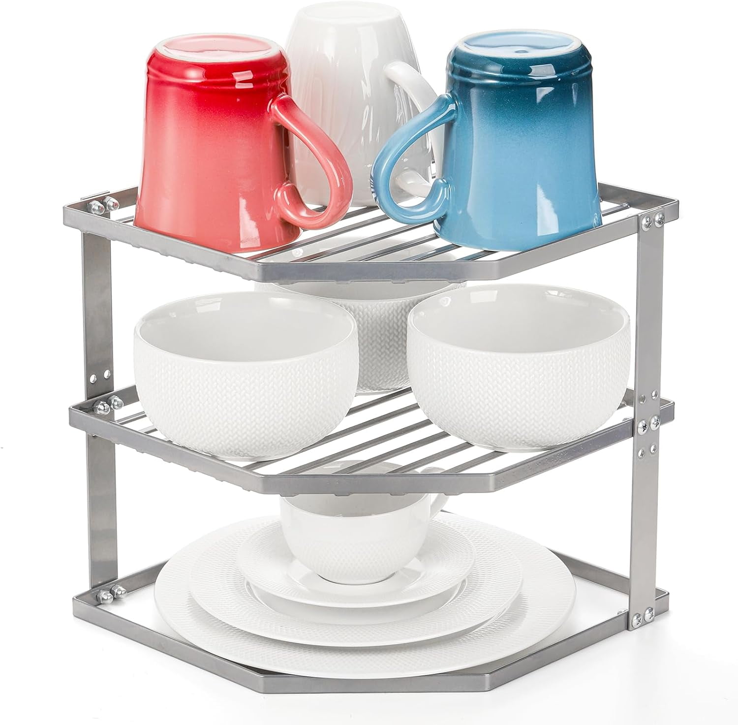 Kitchen Corner Shelf Rack, 3-Tier Cabinet Corner Rack, Countertop ...