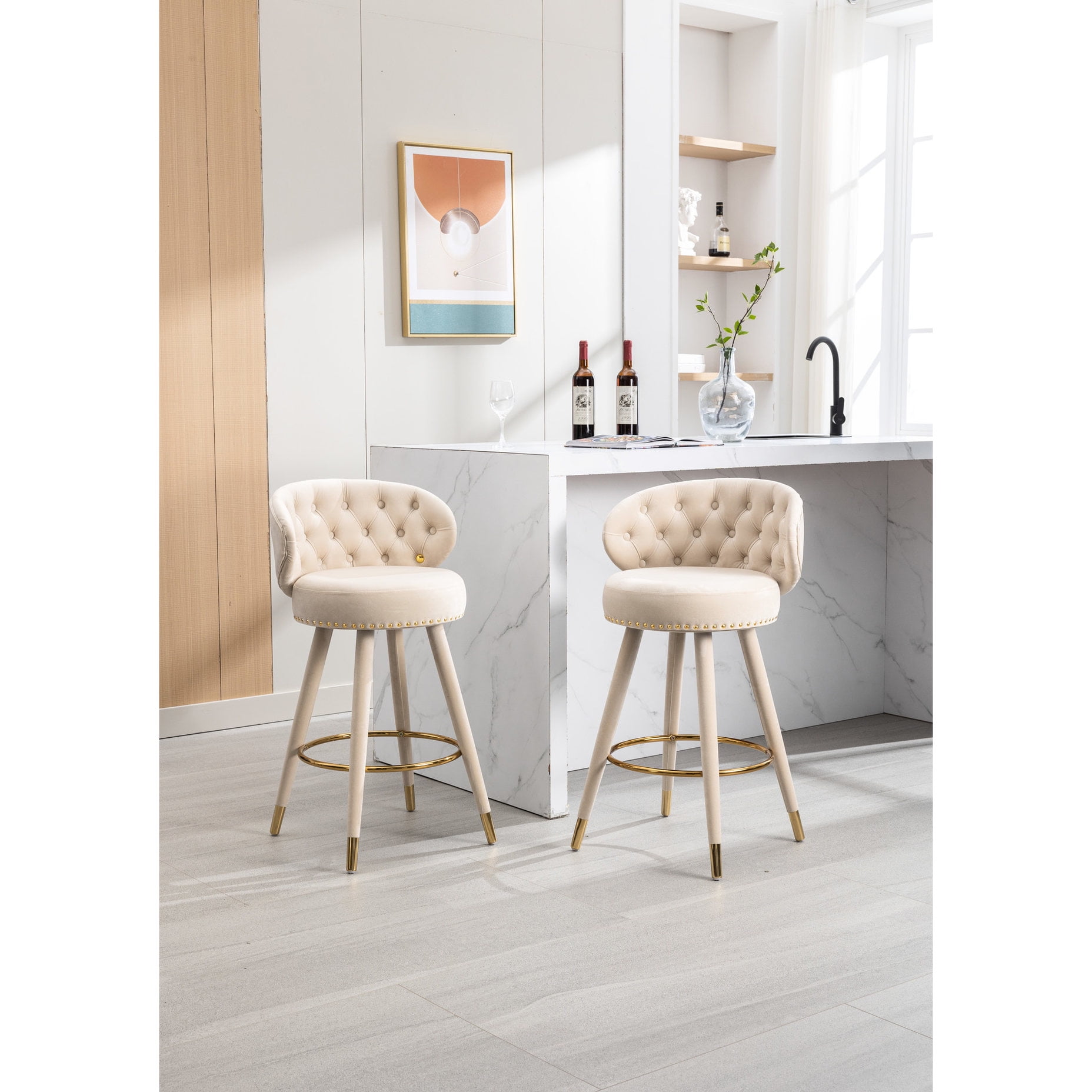Kitchen Counter Bar Stools | 360 - Degree Turn for Coffee Shops | Solid ...