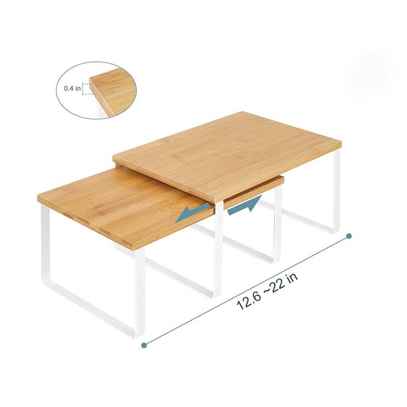 Kitchen Counter Cabinet Shelf Organizer Bamboo Set of 2 Small Shelf ...