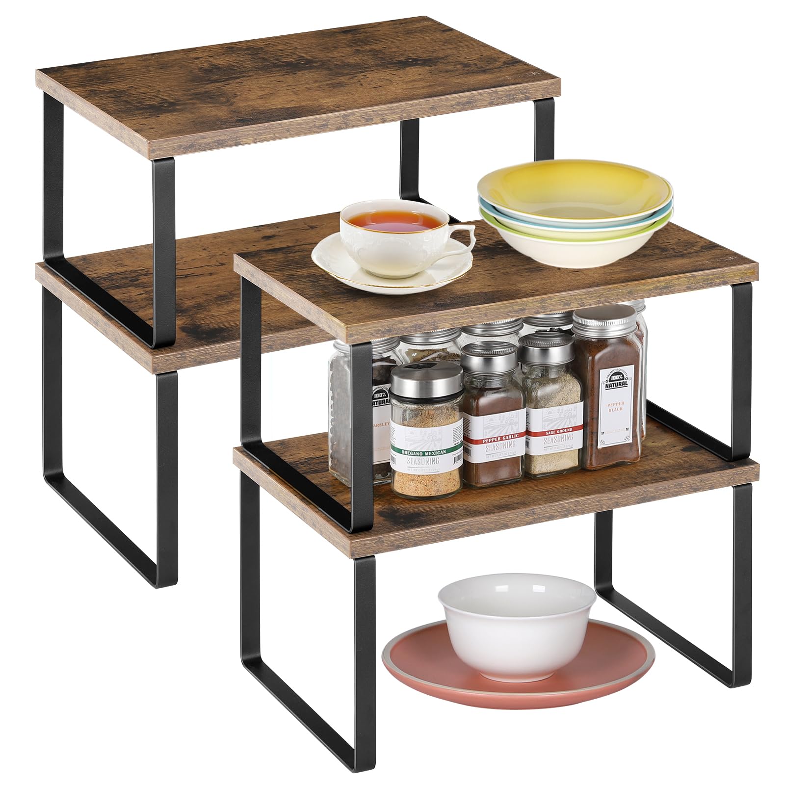Kitchen Counter Cabinet Shelf Organizer Expandable Stackable Shelves ...