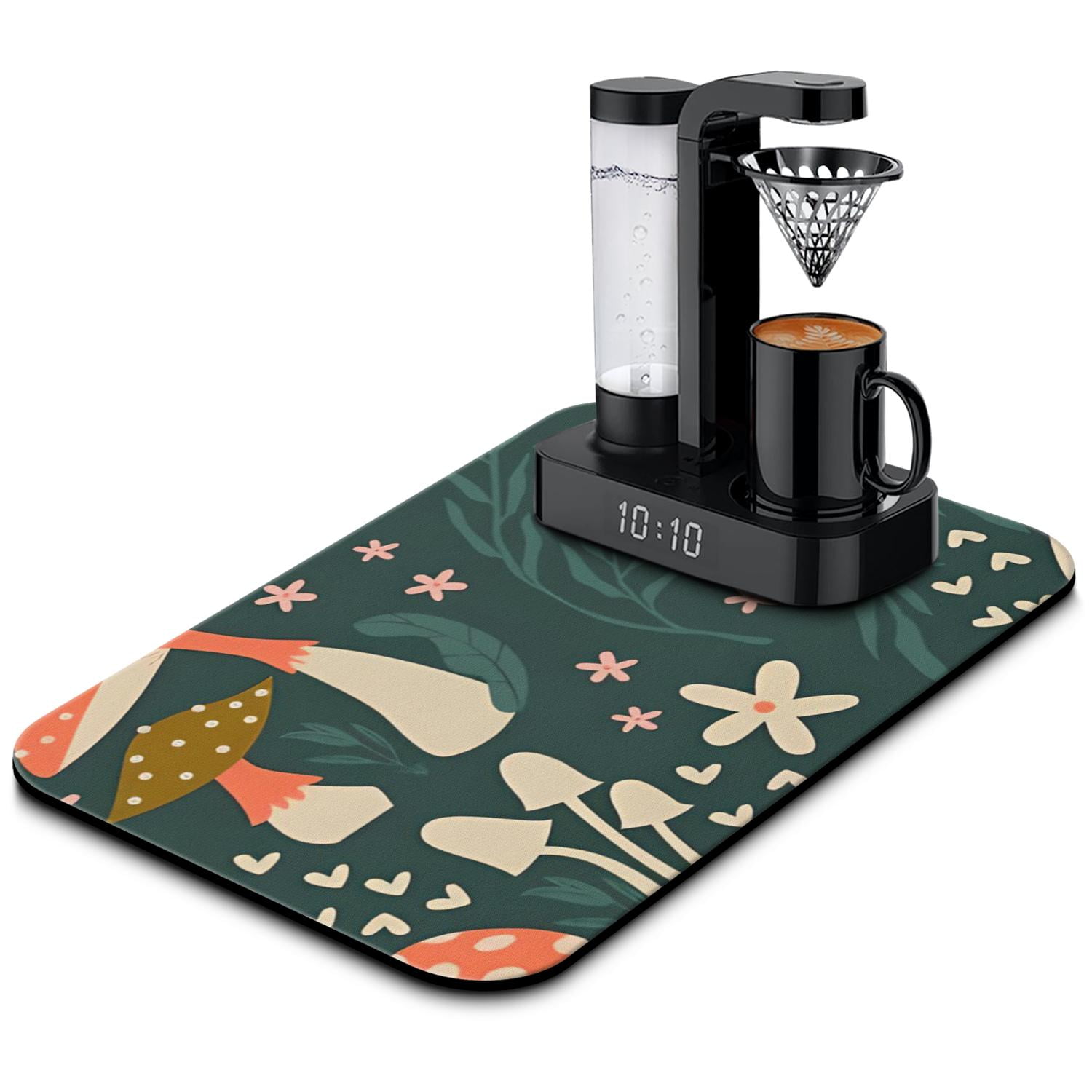 Kitchen Counter Mushroom Coffee Drying Mat Medium 19.5x12in, Absorbent ...