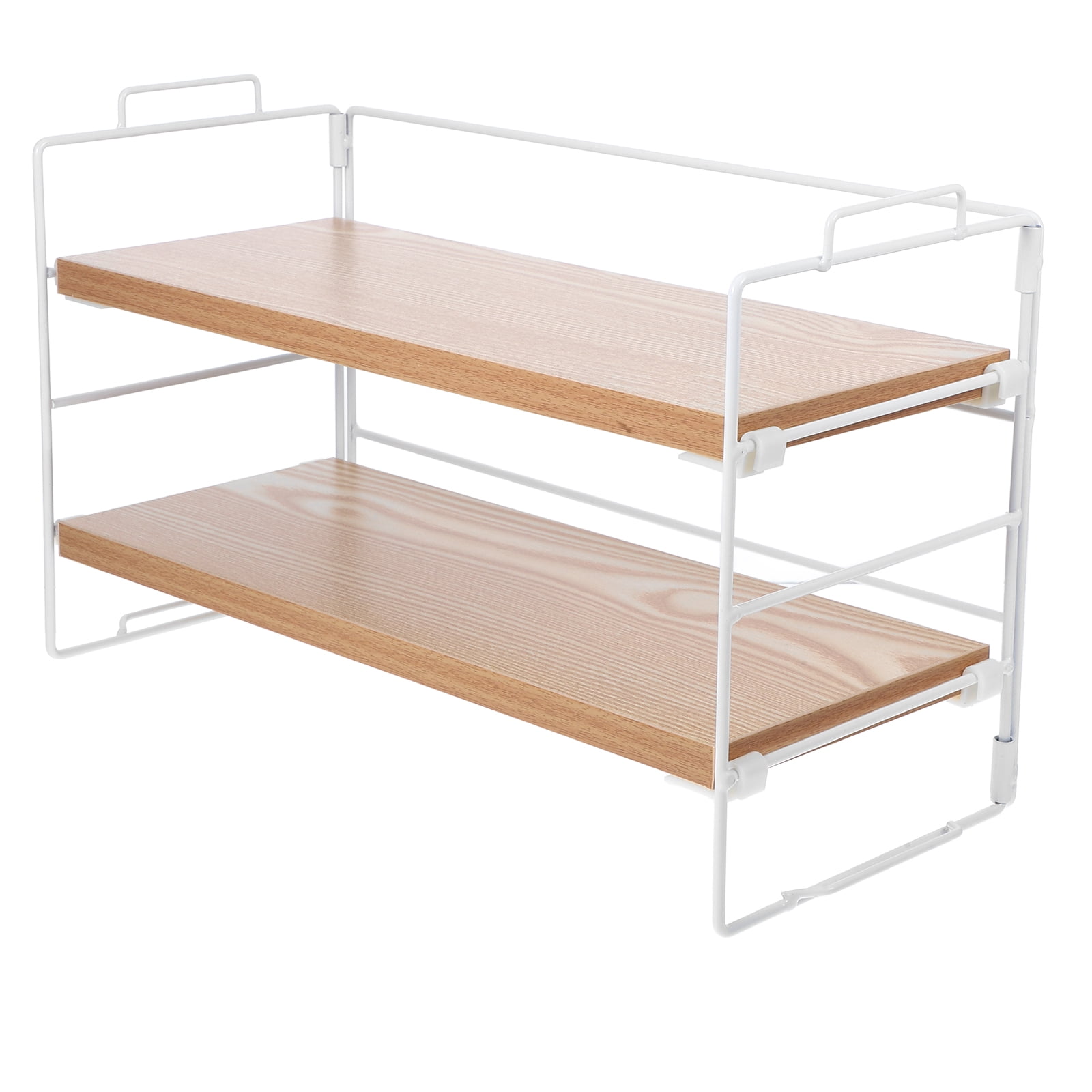 Kitchen Counter Shelf 2-Tier Wood Pantry Organizer Storage Shelves ...