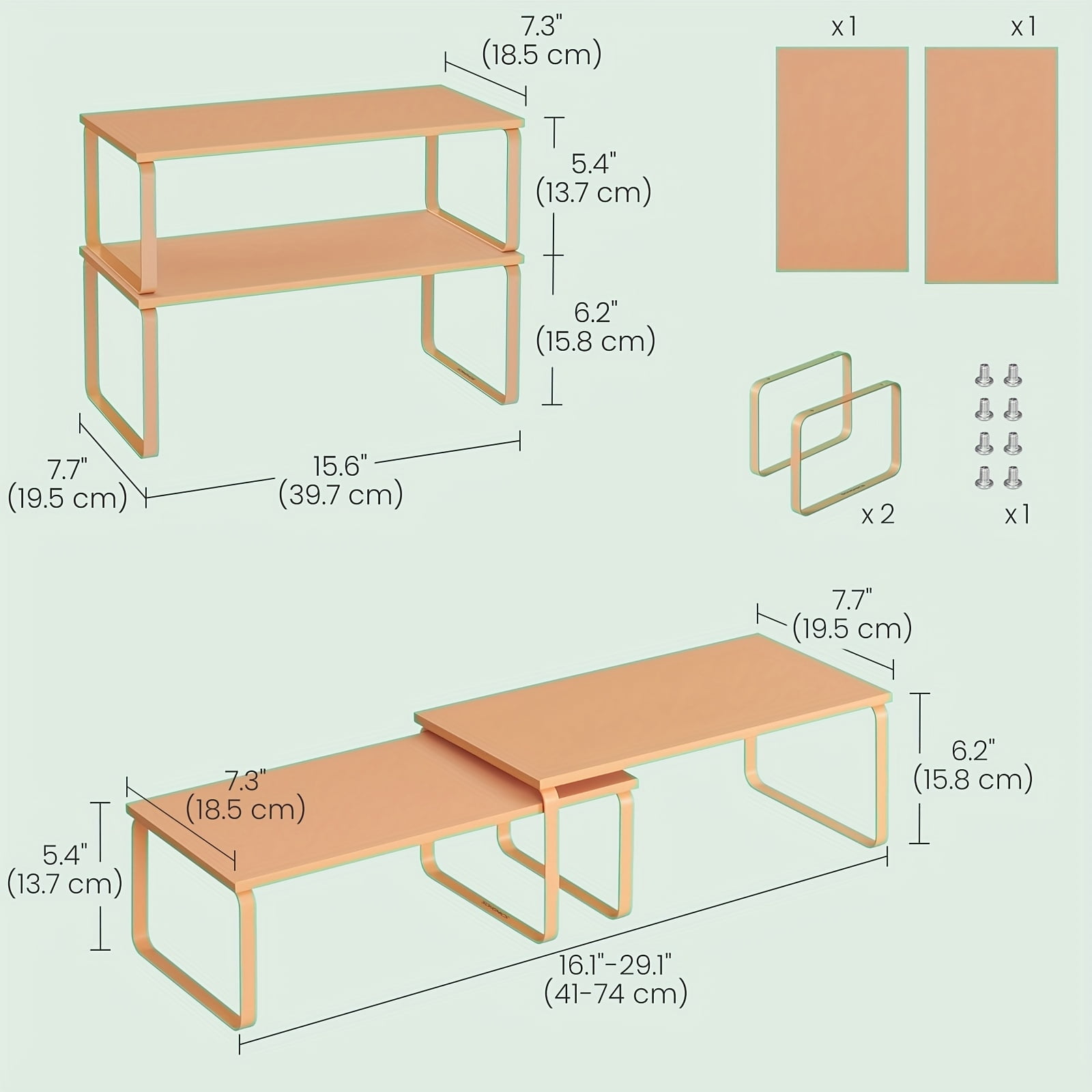 Kitchen Counter Shelves Set of 2 - Stackable Cabinet Organizer Shelf ...