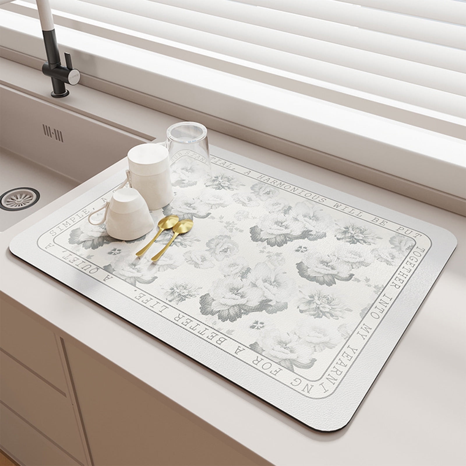 Kitchen Countertop Drainage Mat, Bar Counter, Bowl, Plate, Cup, Water ...