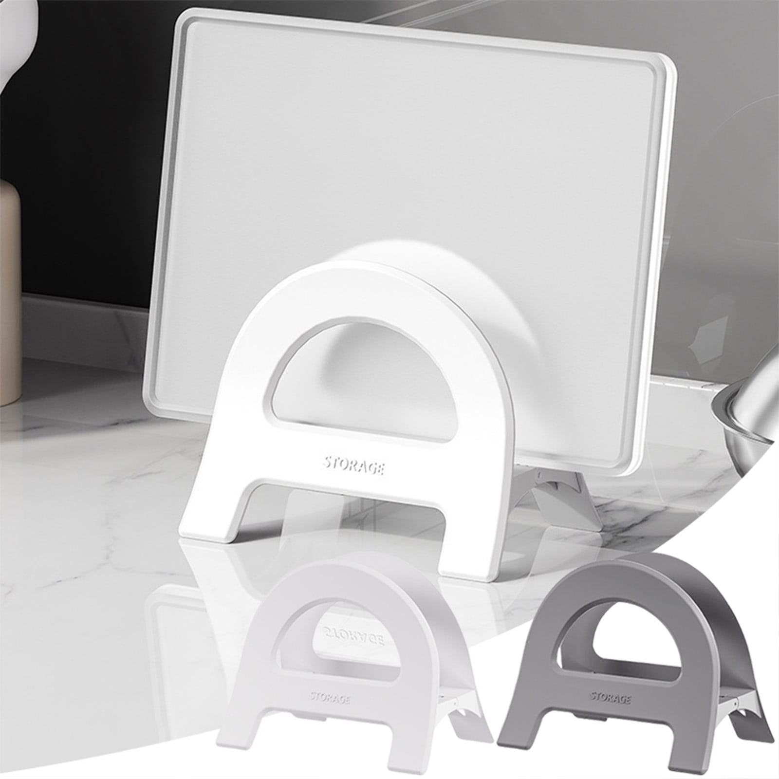 Kitchen Countertop Lid Rack, Plastic Cutting Board Organizer, Pot Cover ...