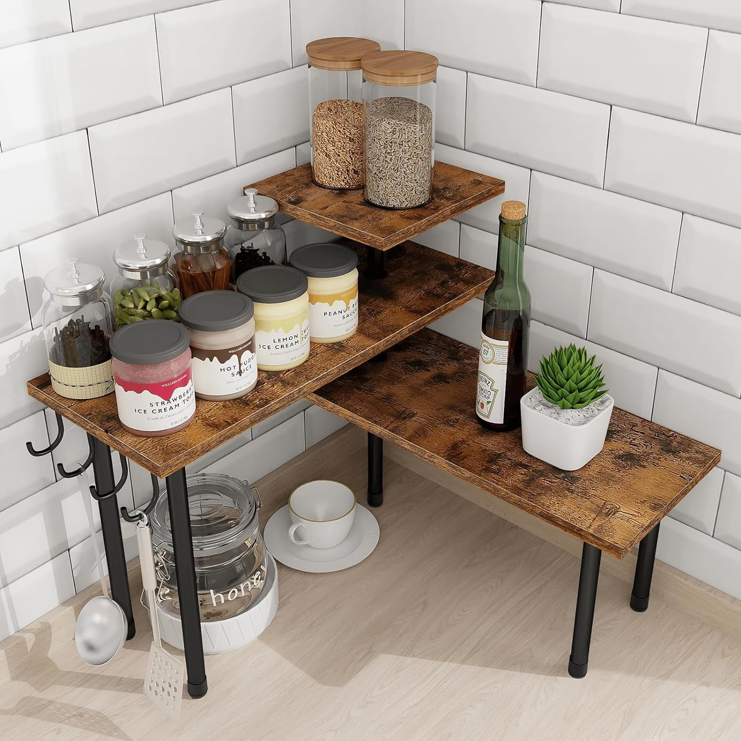 Kitchen Countertop Organizer - 3 Tier Corner Shelf, Bathroom Counter ...