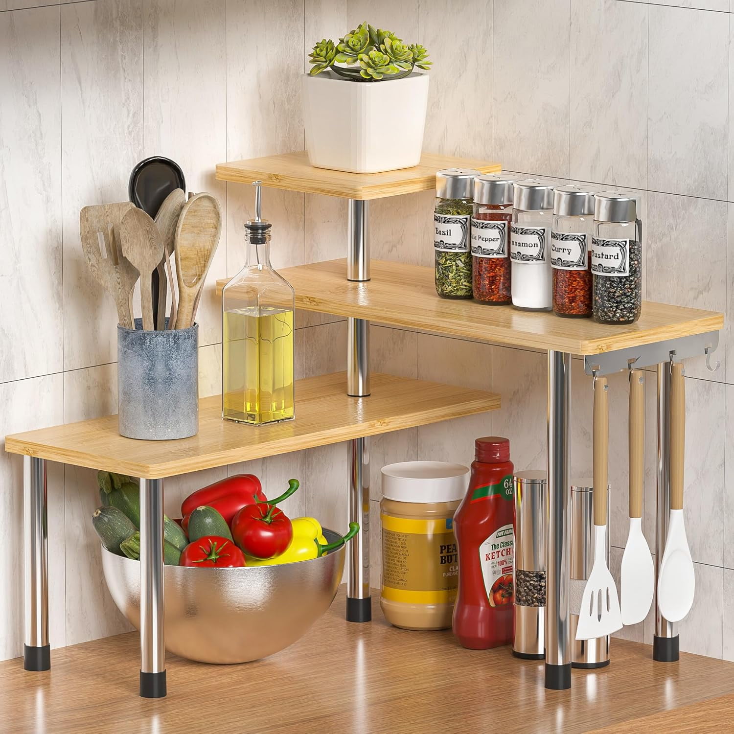 Kitchen Countertop Organizer Spice Rack for Salt, Bathroom Counter ...