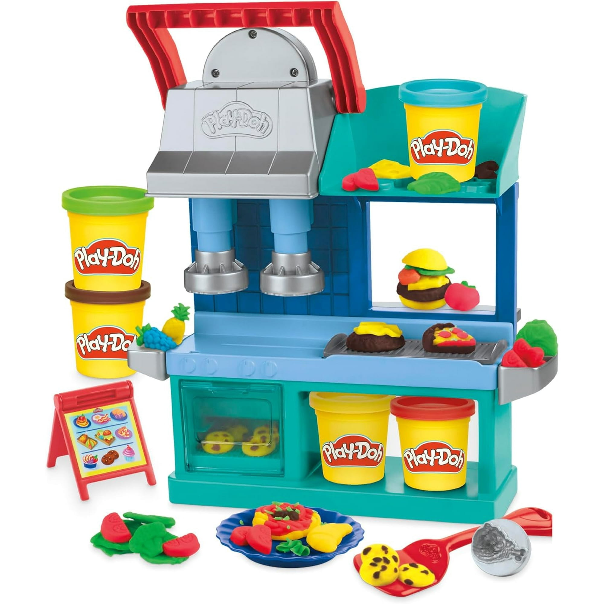 Kitchen Creations Busy Chef's Restaurant Playset, 2-Sided Play Kitchen ...