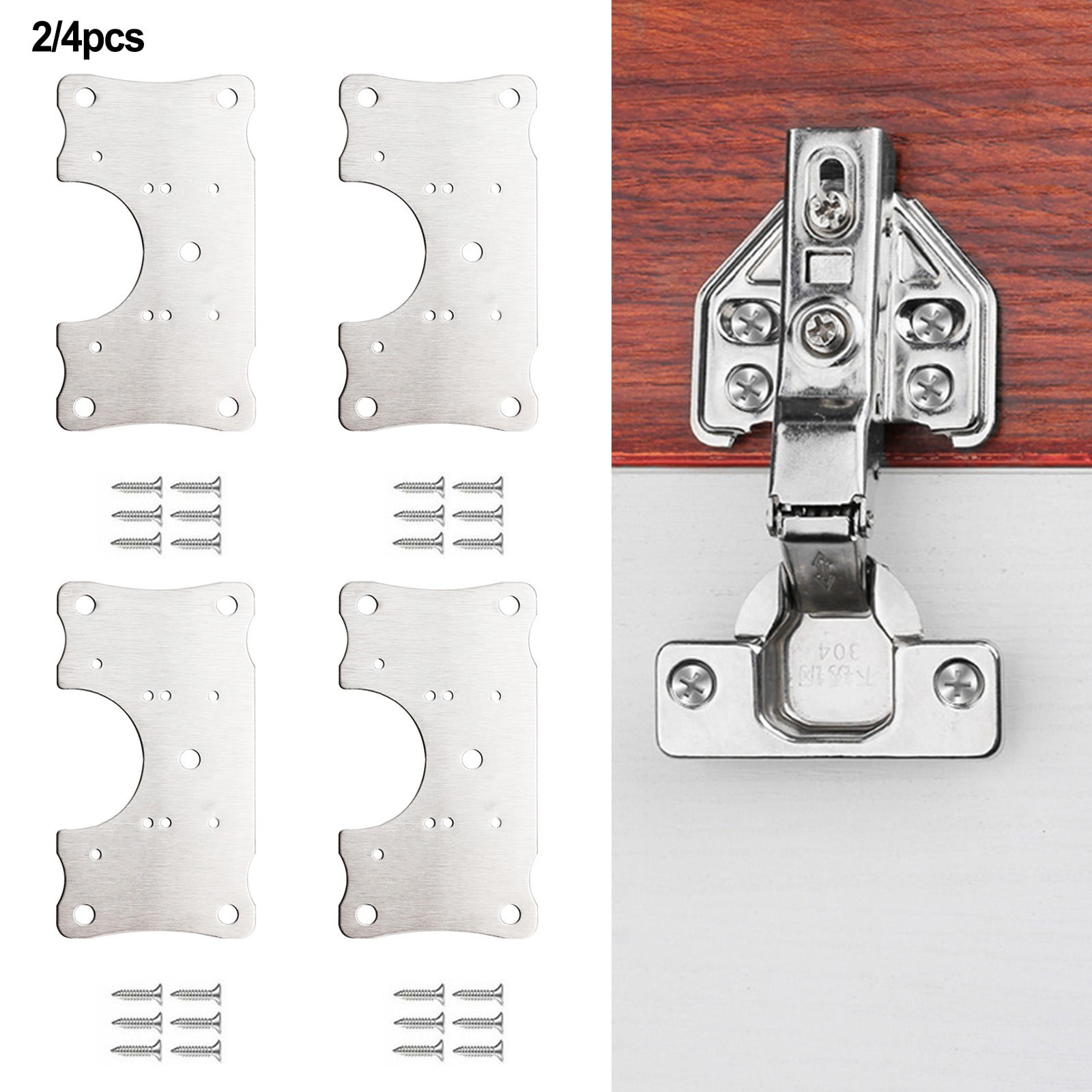 Kitchen Cupboard Door Hinge Repair Kit Plate And Fixing Screws Cabinet ...