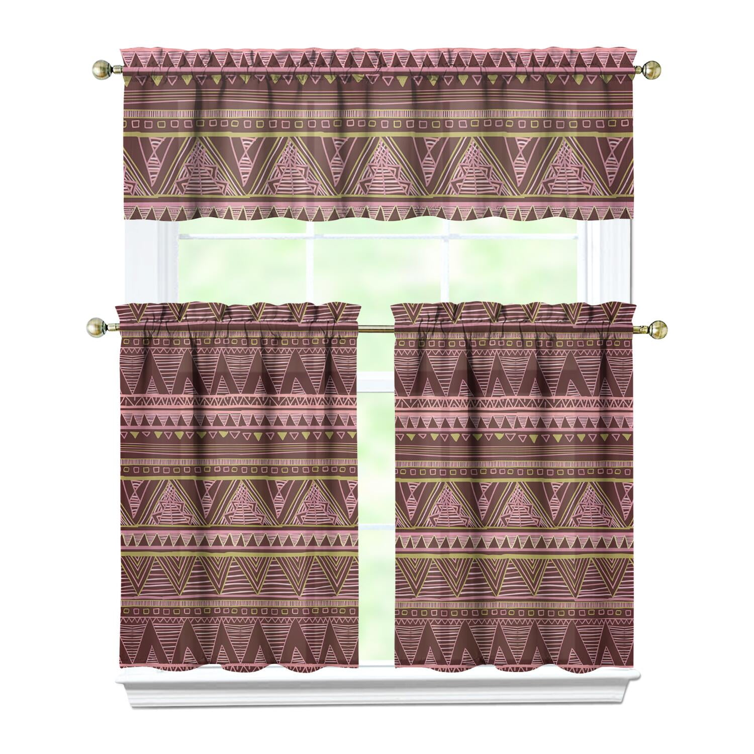 Kitchen Curtain Set Boho Chic Tier and Valance with Vintage Bohemian ...
