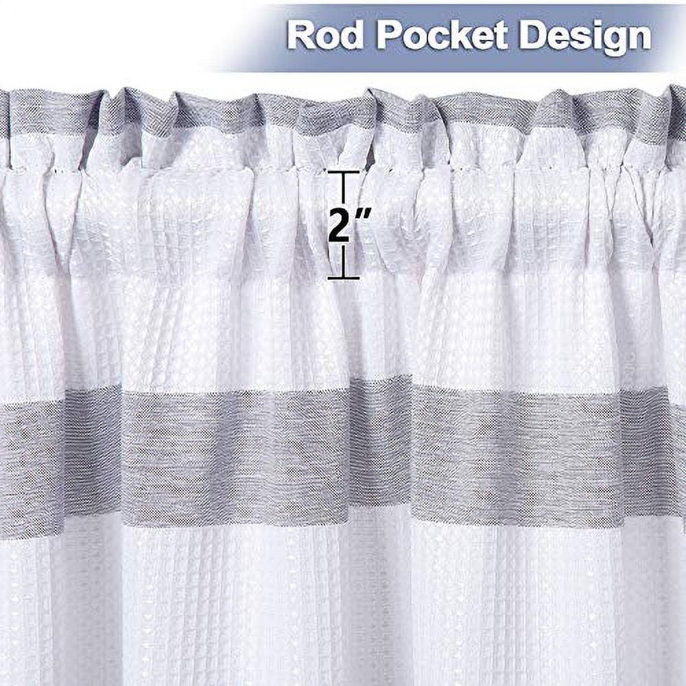 Kitchen Curtain Valance, Grey Waffle Weave Textured Valance Curtains ...