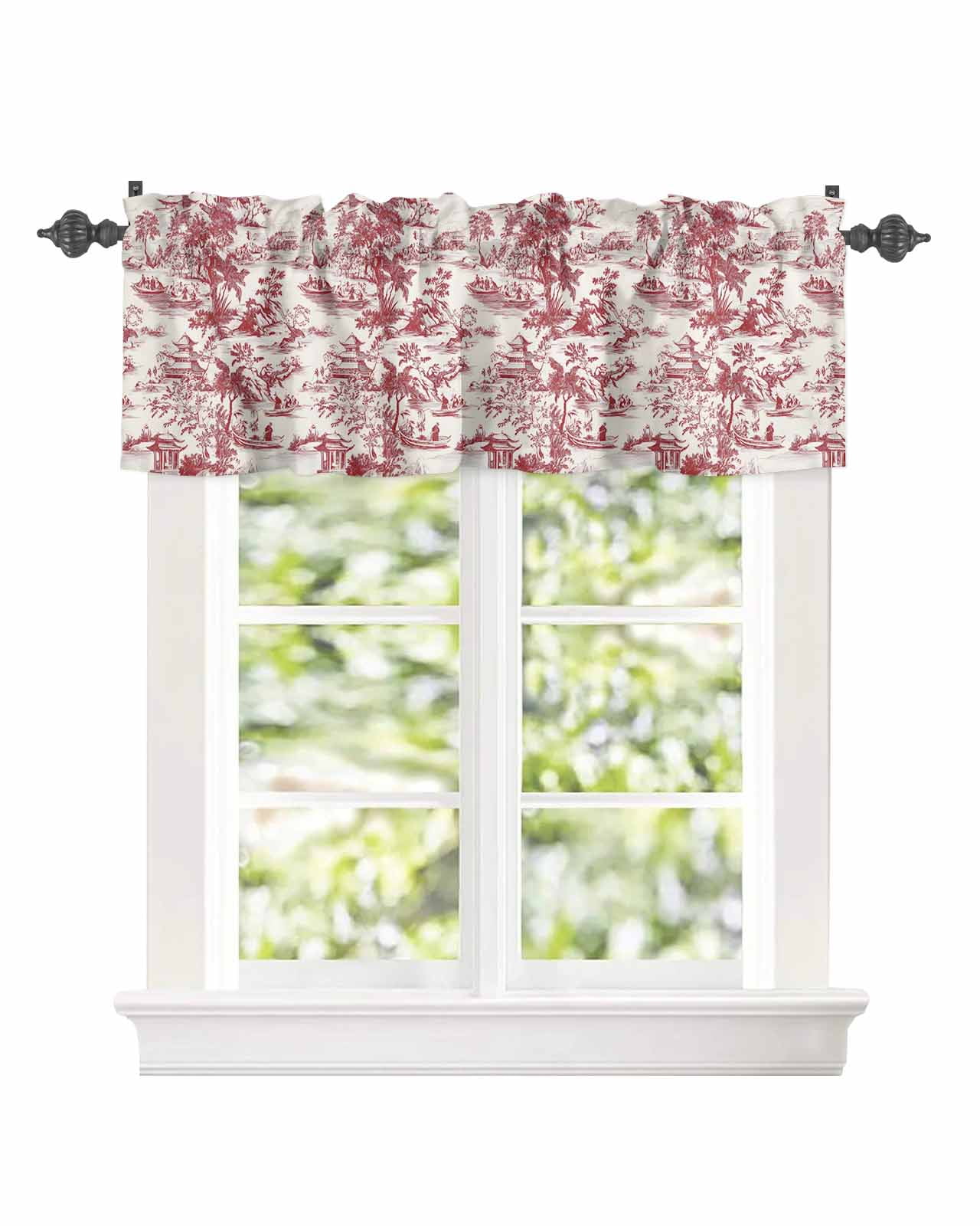 Kitchen Curtain Valances for Windows,Chinoiserie Garden Asian Scenic ...