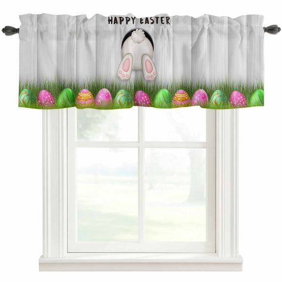 Kitchen Curtain Valances for Windows,Farm Bunny Butt Wood Plank Rod ...
