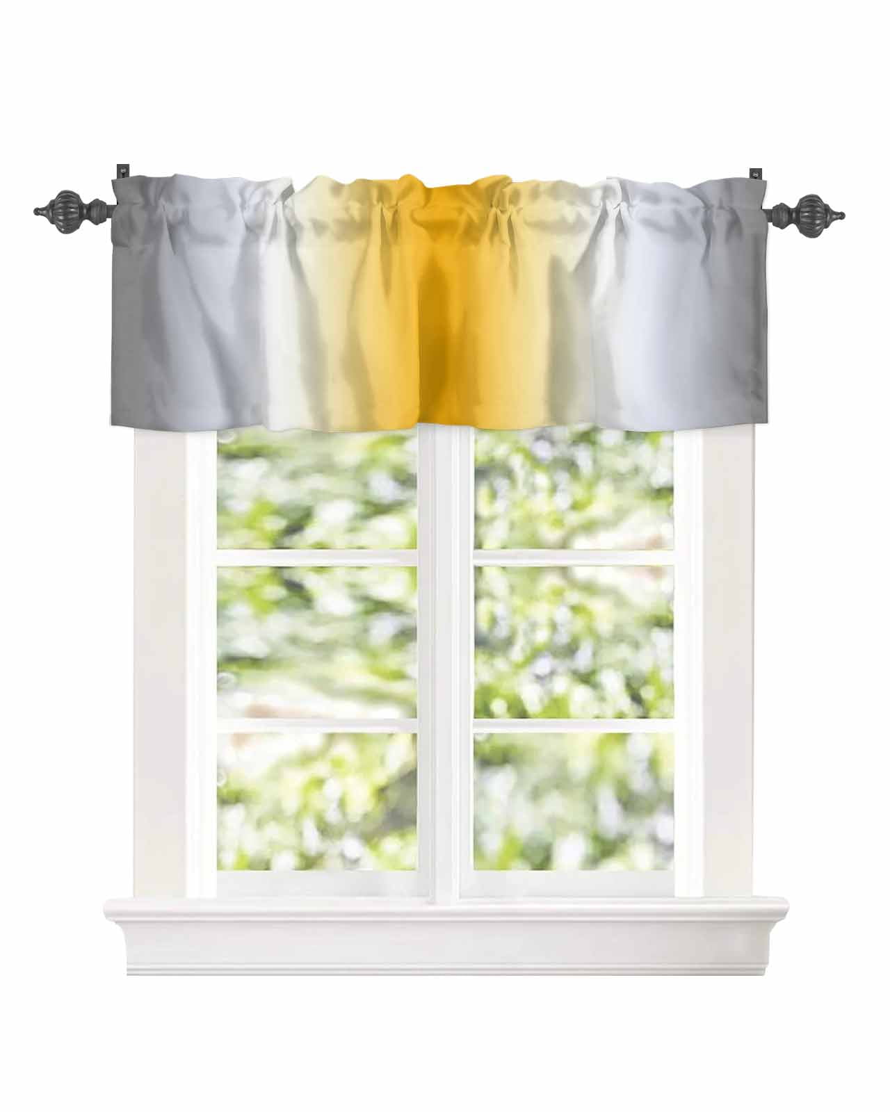 Kitchen Curtain Valances for Windows,Minimalist Rustic Yellow Gray ...