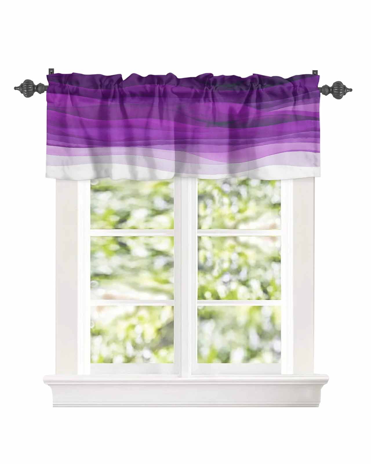 Kitchen Curtain Valances for Windows,Modern Purple Ombre Color Art Rod ...