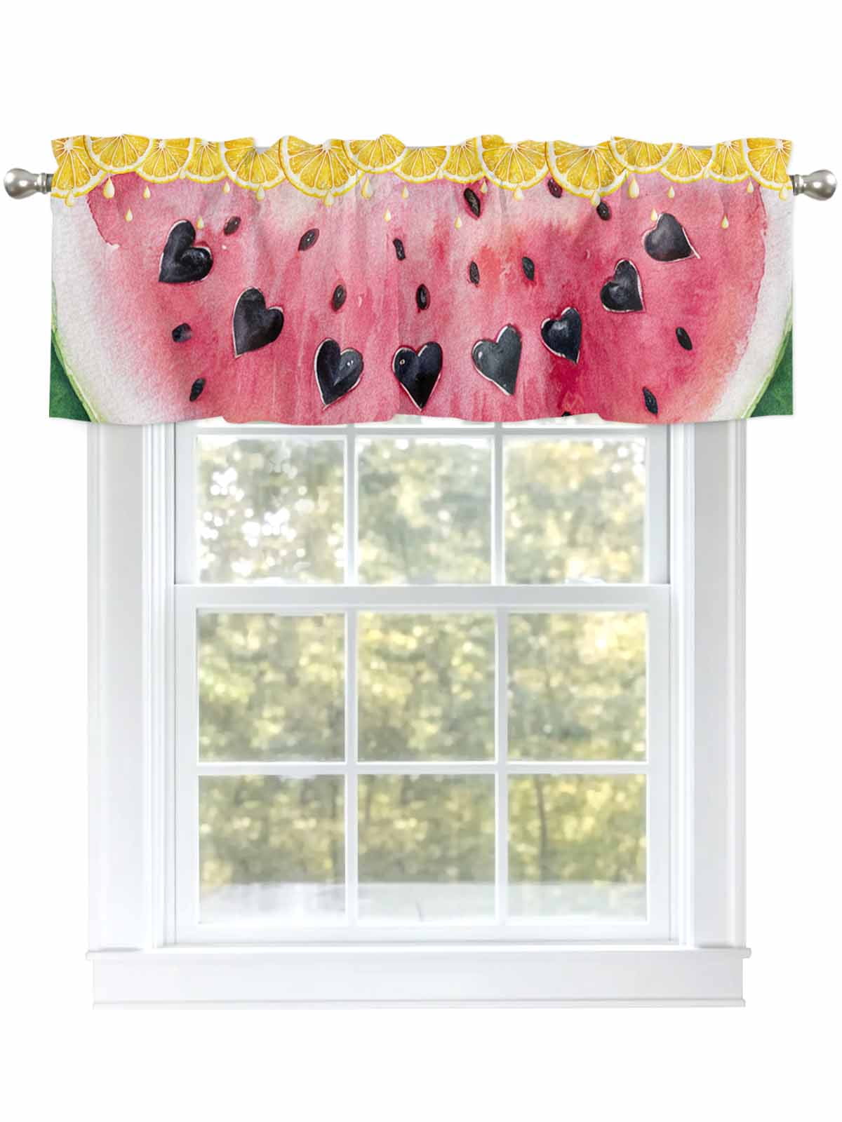 Kitchen Curtain Valances for Windows,Tropical Watermelon Lemon Rod ...