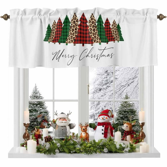 Kitchen Curtain Valances for Windows,Leopard Print Green Lattice Tree ...