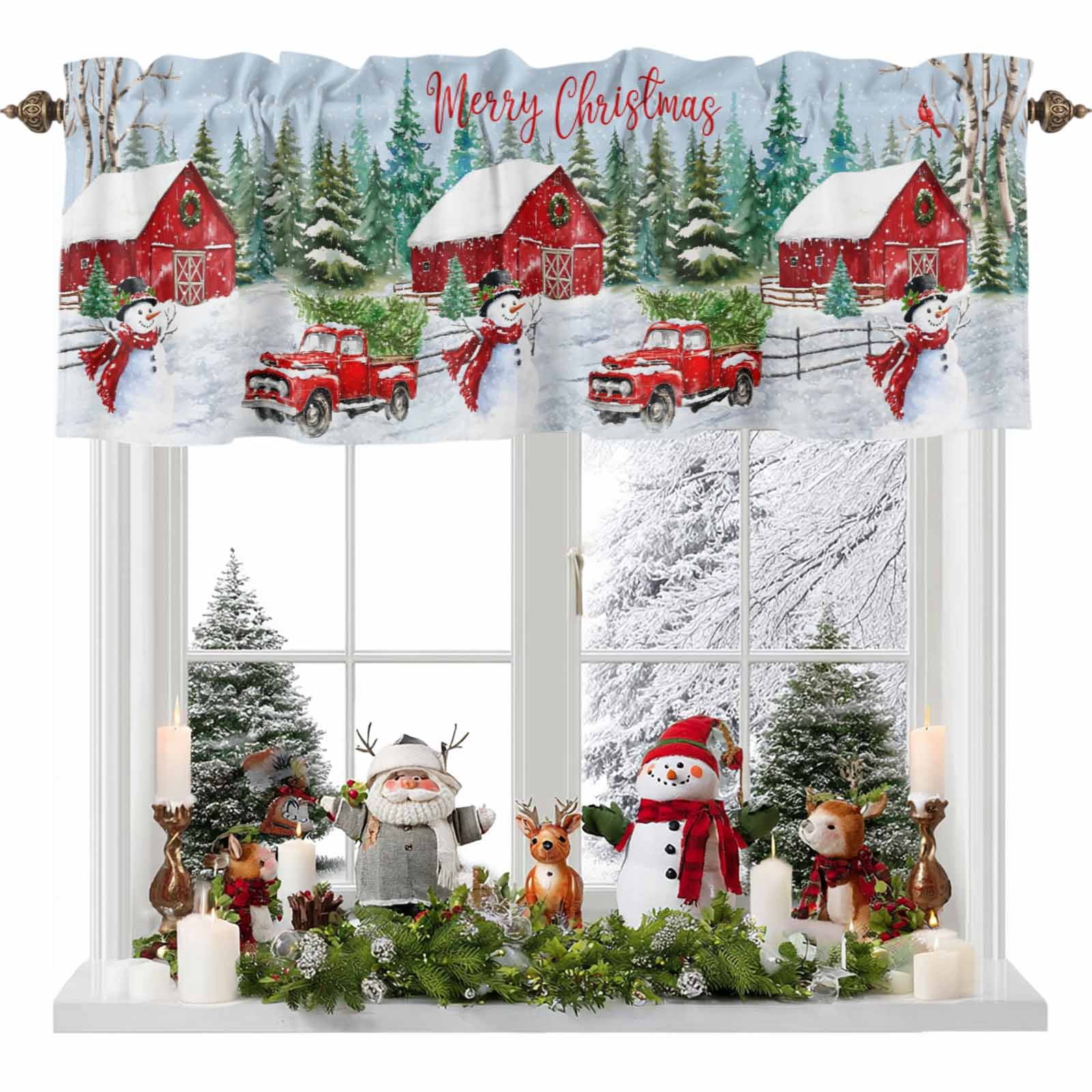 Kitchen Curtain Valances for Windows,Merry Christmas Words Winter ...