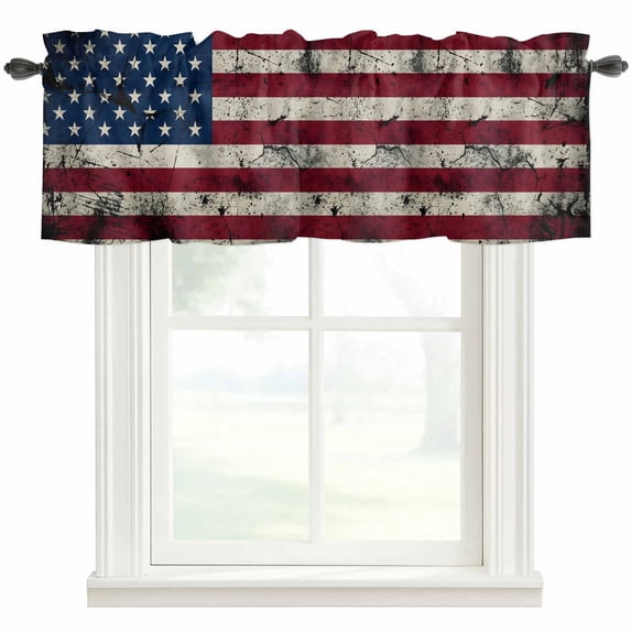 Kitchen Curtain Valances for Windows,Vintage American Flag Rod Pocket ...