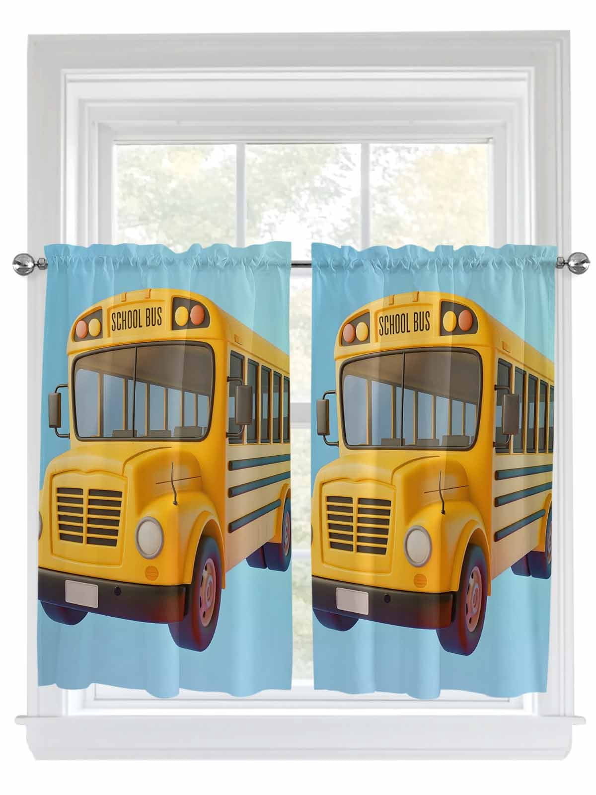 Kitchen Curtains 54 Inches length, School Bus Window Treatment Curtain ...