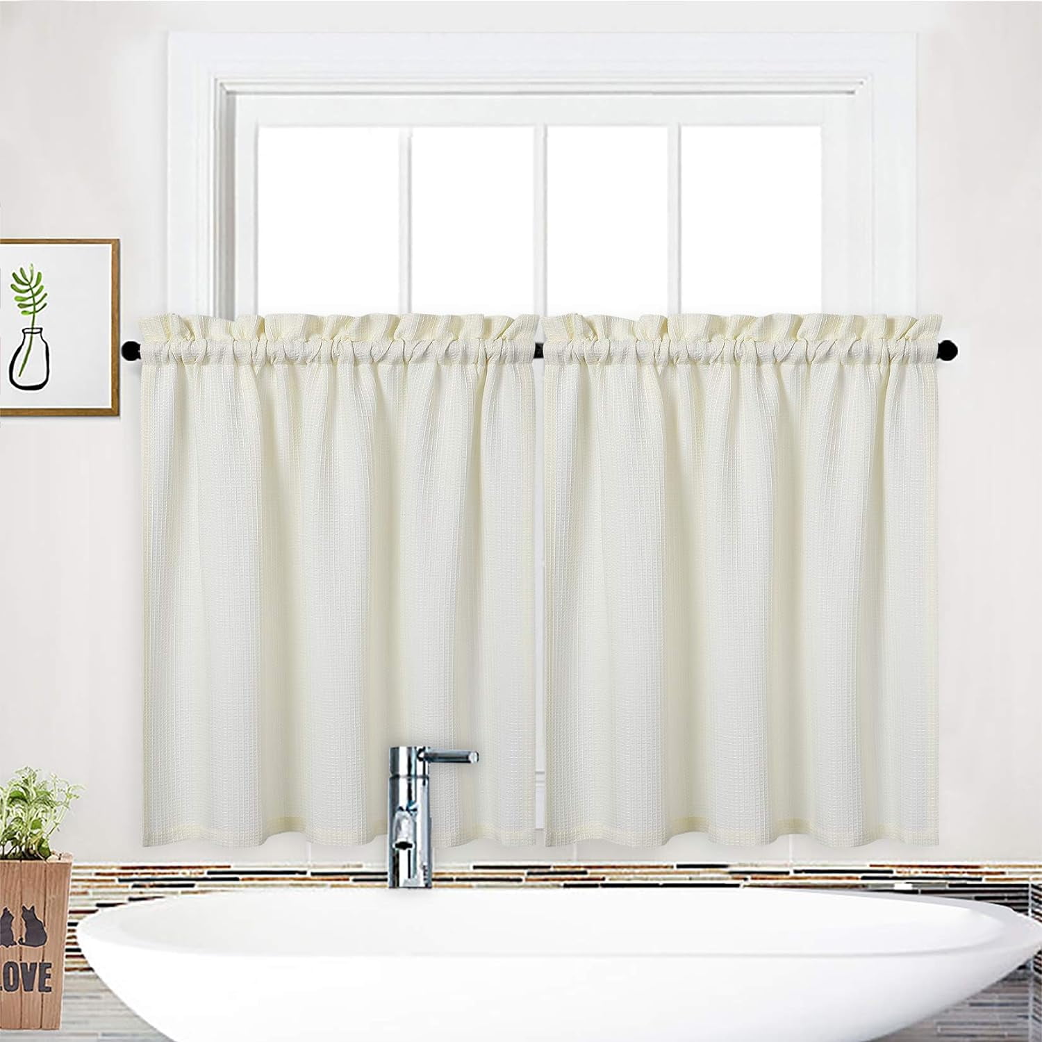 Kitchen Curtains Set Tier Curtains for Living Room Waterproof Window ...