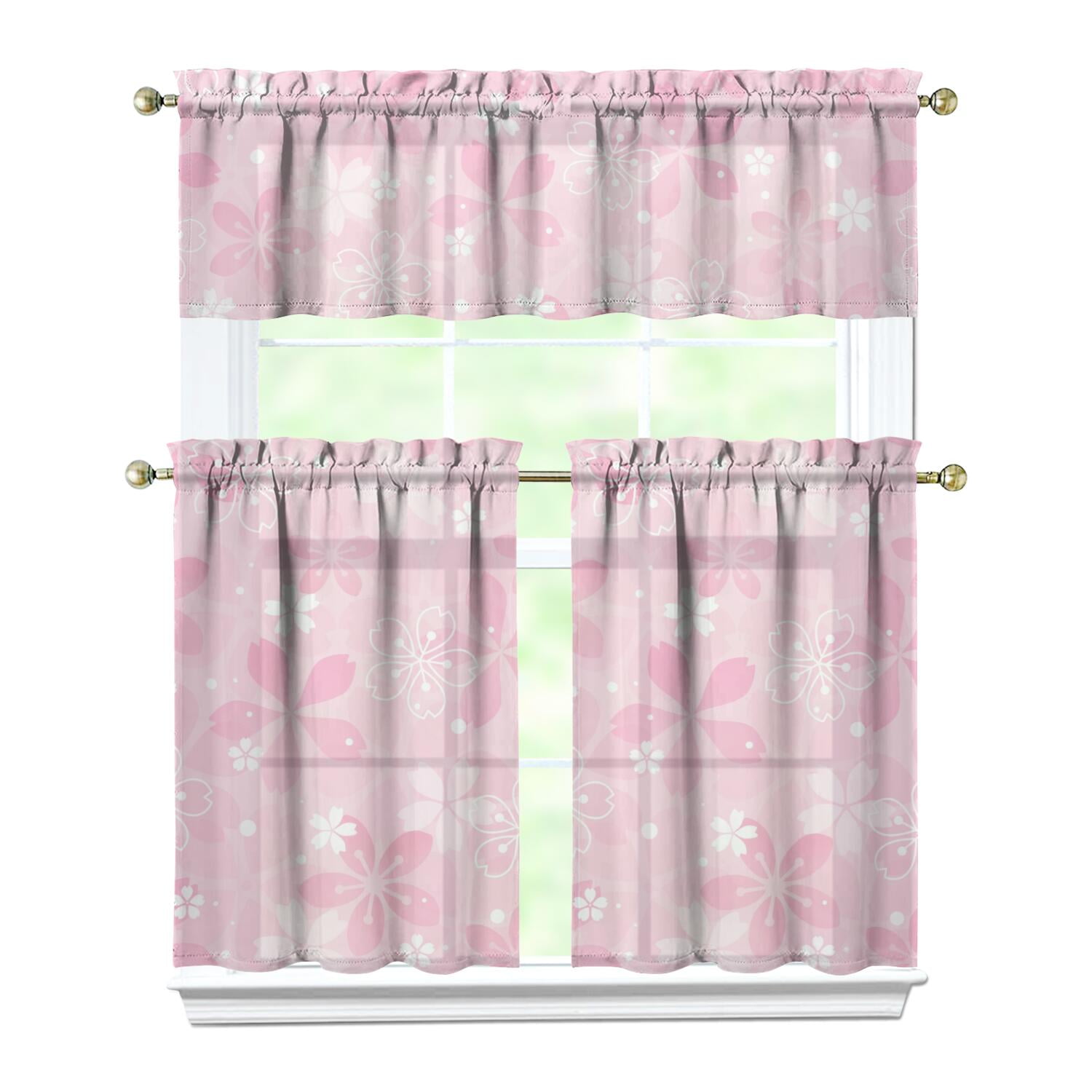 Kitchen Curtains and Valance Set 36 Inch Tier Pioneer Colorful Floral 3 ...