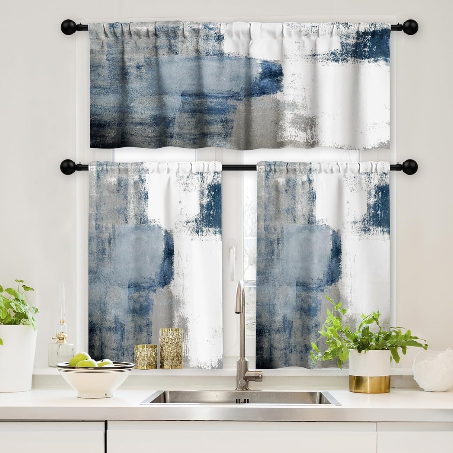 Kitchen Curtains and Valances Set 3 Piece Kitchen Curtains 36 Inch ...