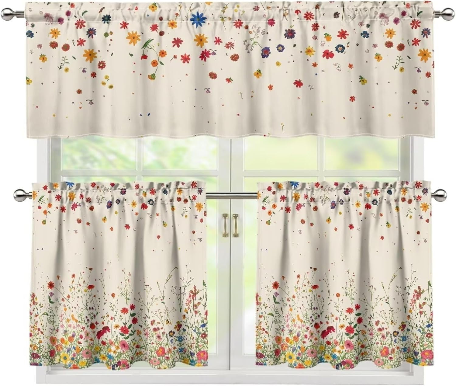 Kitchen Curtains and Valances Set Tier Curtains Decortaive Window ...