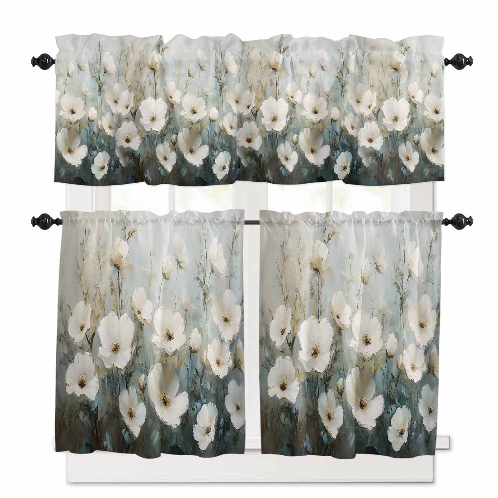 Kitchen Curtains and Valances Set, Rod Pocket Window Valance 18 Inch ...