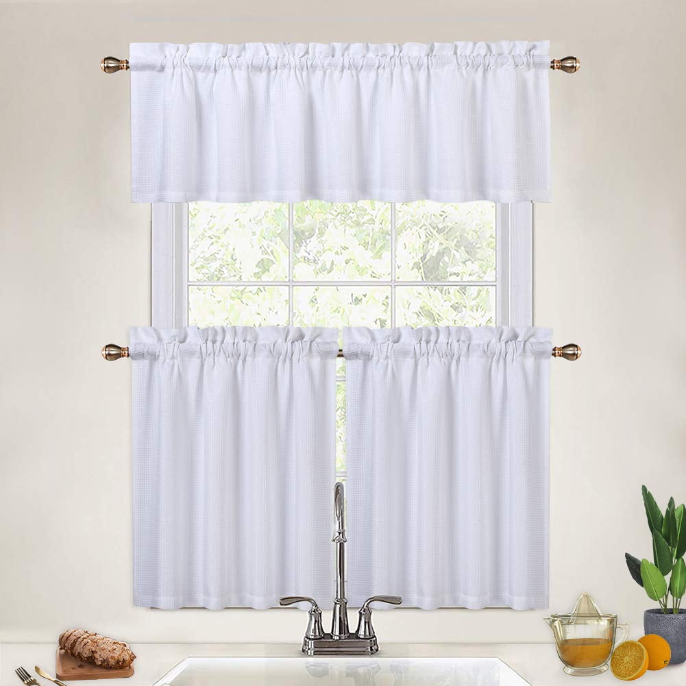 Tzou Kitchen Tier Curtains for Living Room Waterproof Window Curtains ...