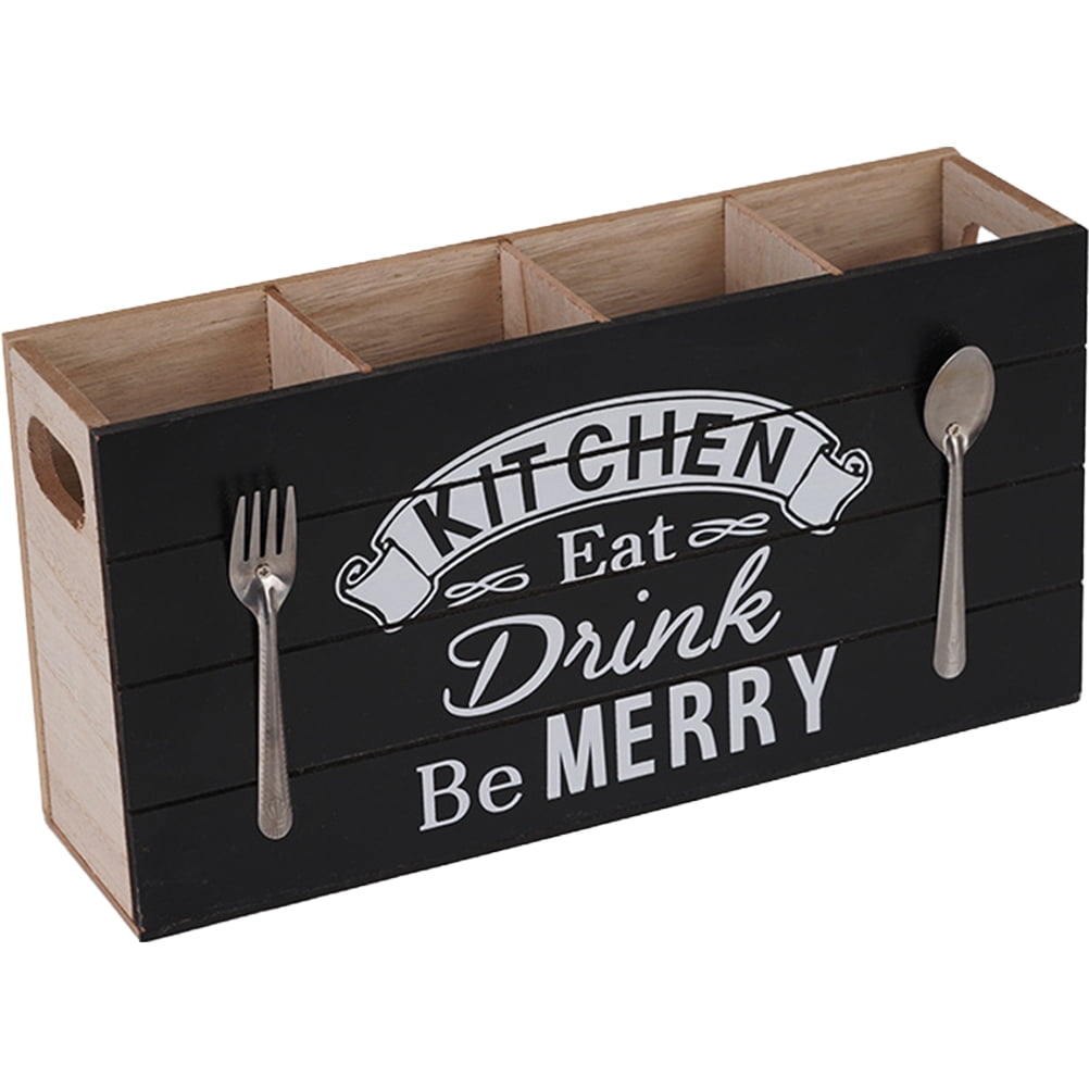 Kitchen Cutlery Holder Countertop Silverware Holder Wooden Utensil ...