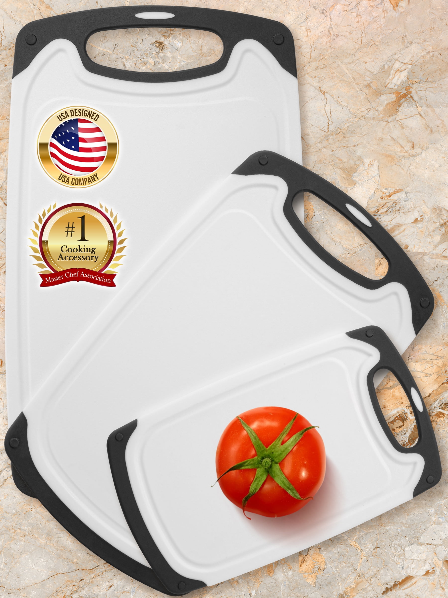 EcoEarth 3 Pack Kitchen Cutting Board Set W/ Juice Groove, Non-Slip ...